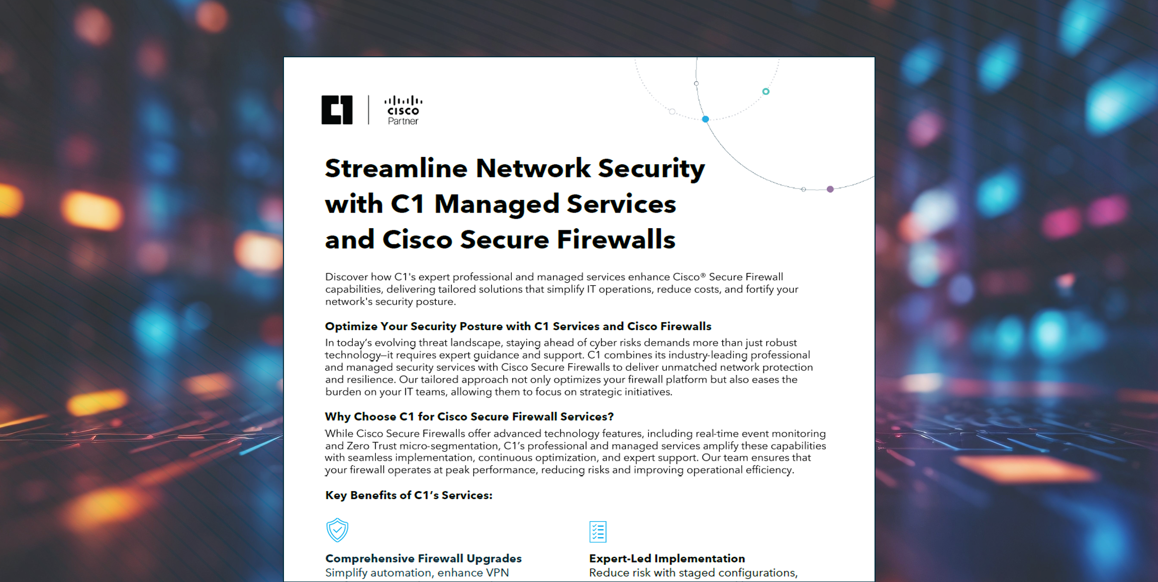 Datasheet | Streamline Network Security with C1 Managed Services and Cisco Firewalls